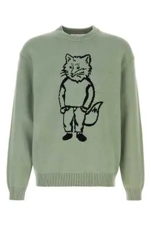 Maison Kitsuné Cotton Blend Knit Sweater For - Green