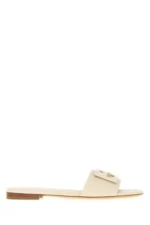 Fendi Style Baguette-inspired Mini Leather Slippers For - White