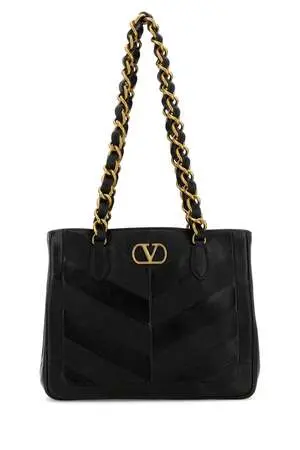 Valentino Garavani The Seine 27cm Leather Shopping Handbag - Black