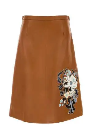 Marni Ovine Leather Skirt - Camel