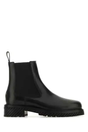 Off-White Leather Combat Ankle Boots