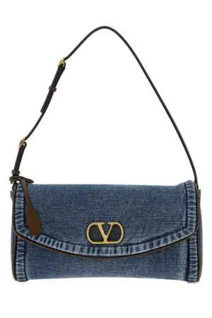Valentino Garavani Denim Devain Shoulder Handbag, 25 X 13 X 4 Cm - Blue