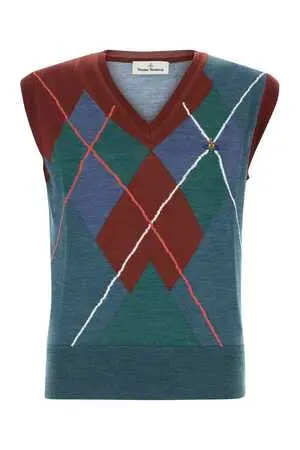 VIVIENNE WESTWOOD Embroidered Argyle Wool-blend Vest For - Checked