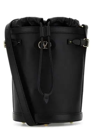 Valentino Garavani Leather Bucket Handbag With Golden Hardware, 20cm X 25cm X 15cm - Black