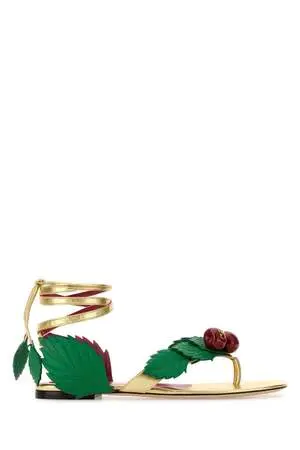 Valentino Garavani Cherryfic" Leather Thong Sandals - Multicoloured