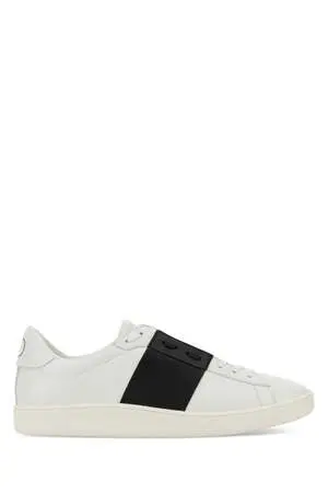 Valentino Garavani Leather Open Sneaker With Contrast Band - White