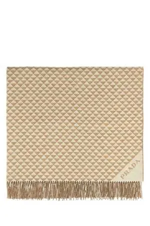 Prada Embroidered Wool-cashmere Symbol Double Blanket 135 Cm X 185 Cm - Printed