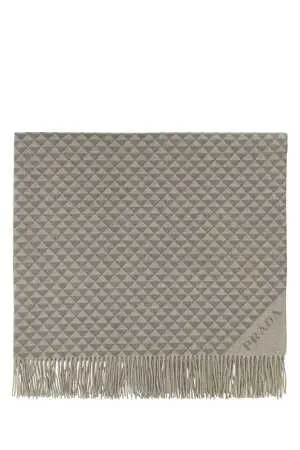 Prada Embroidered Wool-blend Symbole Double Blanket, 135 Cm X 185 Cm - Printed