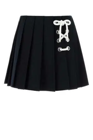 Prada Pleated Mini Skirt With Lace-up Detail
