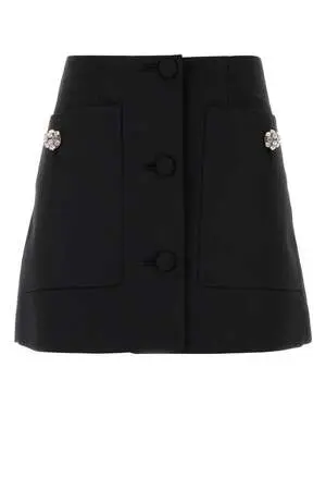 Prada Wool Mini Skirt With Embellished Details