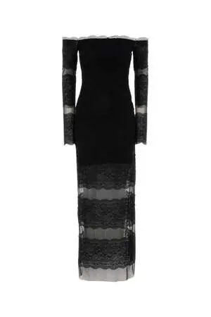 Blumarine Lace & Mesh Maxi Dress