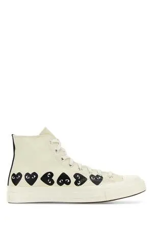 Play Comme Des Garcon Canvas Graphic Logo Sneaker - White