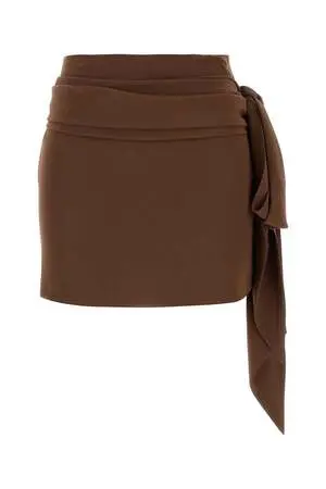 Prada Crepe Mini Skirt With Tie Detail