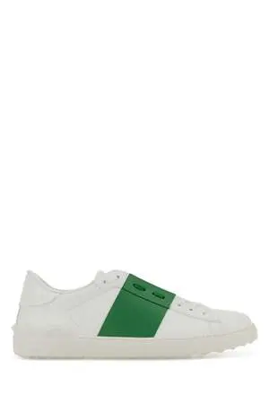 Valentino Garavani Open Leather Sneaker With Contrast Band - White