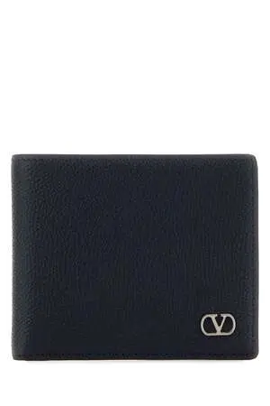 Valentino Garavani Midnight Leather Vlogo Signature Wallet 11 Cm X 9 Cm X 2 Cm - Blue