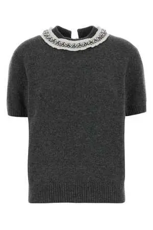 Prada Cashmere Wool Blend Knit Sweater - Grey