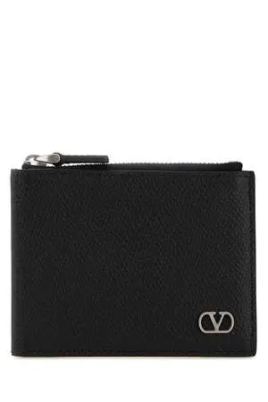 Valentino Garavani Leather Vlogo Mini Coin Purse 11 Cm X 8 Cm - Black