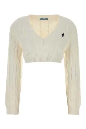 Prada 100% Cotton Knit Sweater - White