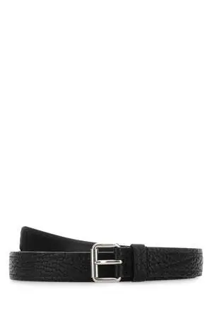 Prada Leather Belt With 3 Cm Height And Silver Finishing - Black