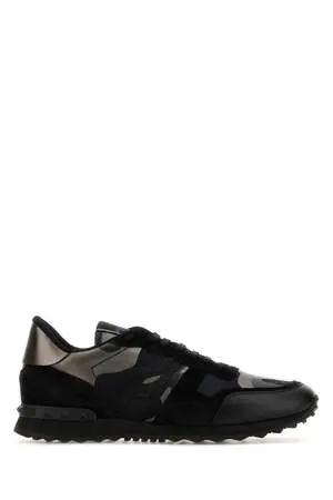 Valentino Garavani Valentino Garavani Rockrunner Camouflage Sneaker In Fabric And Leather Multicoloured