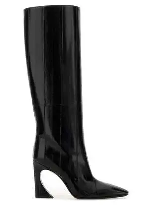 Fendi Arco Leather Boots With 9.5 Cm Heel - Black