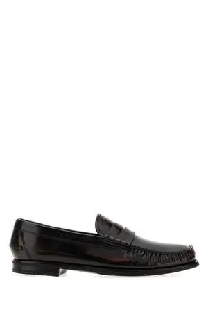 Prada Leather Loafers With Rubber Sole - Brown
