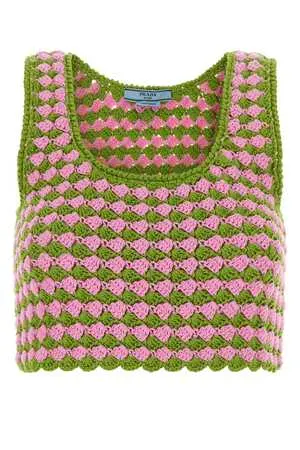 Prada Two-tone Crochet Crop Top