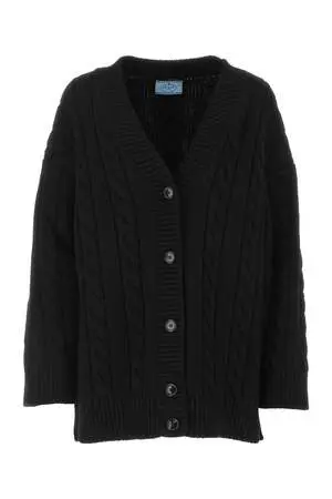 Prada Oversized Wool-cashmere Cardigan - Black