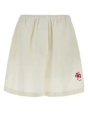 Prada Linen Mini Shorts With Embroidered Detail