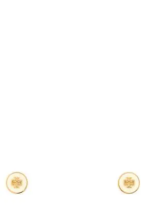 TORY BURCH Tory Burch Enameled Metal Icon Earrings In Antiqued Golden Brass Finish