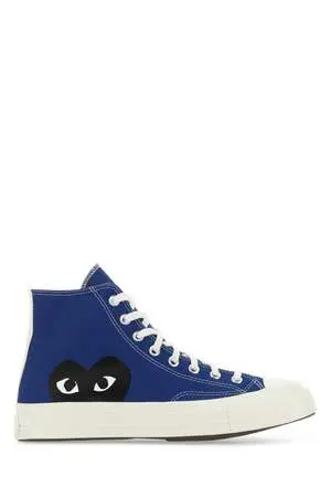 Play Comme Des Garcon Comme Des Garcons Play Unisex Cotton Canvas Sneaker With Graphic Emblem Blue