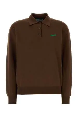 Prada Recycled Silk Blend Polo Shirt - Brown