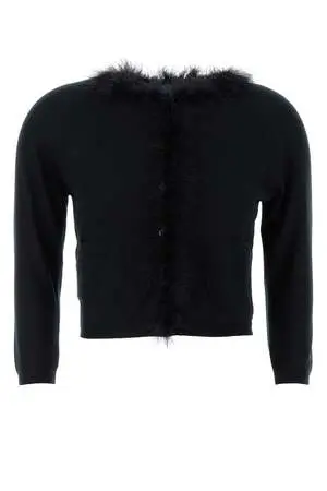 Prada Cashmere Cardigan With Feather Trim
