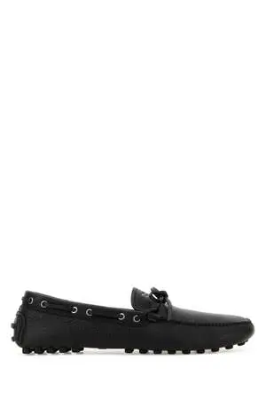 Prada Deer Leather Driving Loafers - Black
