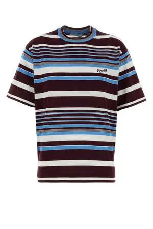 Prada Embroidered Cotton T-shirt With Striped Detailing