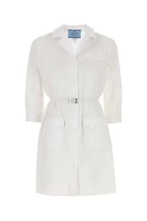 Prada Cotton Poplin Shirt Dress - White