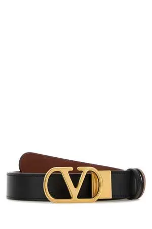 Valentino Garavani Reversible Leather Belt With Vlogo Hardware - Black
