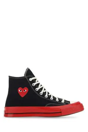 Play Comme Des Garcon Canvas High Top Sneakers With Heart Appliqu - Black