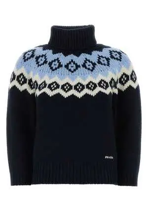 Prada Pristine Wool-cashmere Knit Sweater For - Blue