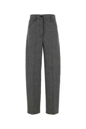 Prada Embroidered Glencheck Wool-cotton Tailored Pants