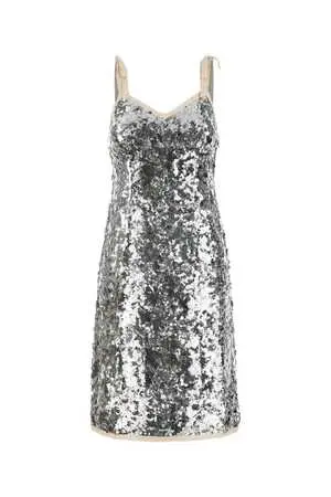 Prada Embellished Nylon Dress - Silver