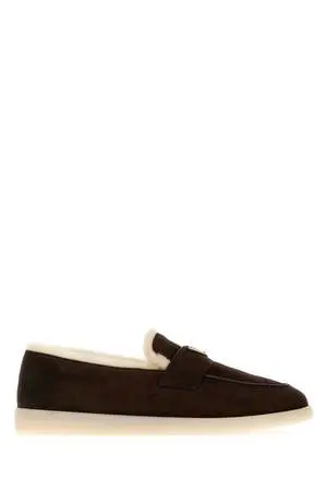 Prada Suede Loafers With Shearling Lining - Brown