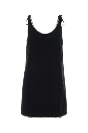 Prada Sable Mini Dress With Silk-blend Lining - Black
