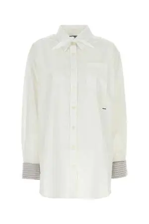 Prada Crisp Cotton Poplin Button-front Shirt With Classic Collar