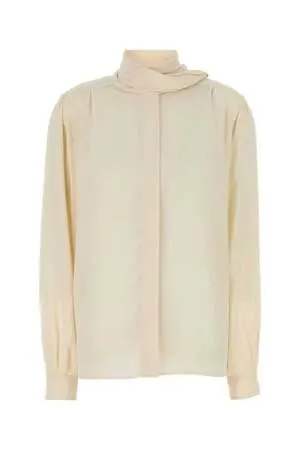 Prada Silk Button-front Shirt With Scarf Detail