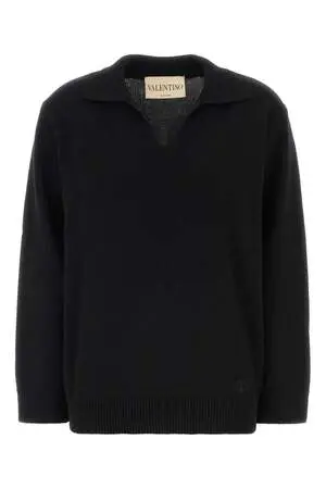 Valentino Garavani 100% Cashmere Polo Shirt - Black