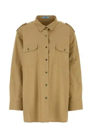 Prada Oversized Cotton Shirt - Camel