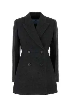 Prada Charcoal Wool Blazer For - Grey
