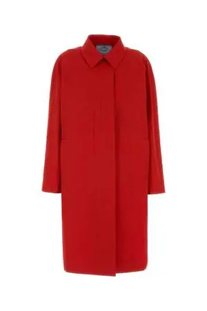 Prada Gabardine Overcoat For - Red
