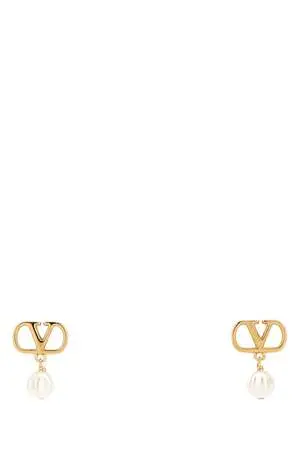 Valentino Garavani Vlogo Signature Drop Earrings With Pearl - Gold